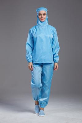 China Anti Static ESD Cleanroom Sterile Jacket Pant Hood Non-Zipper Class 1000 108gsm for sale