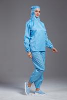 China Anti Static ESD Cleanroom Sterile Jacket Pant Hood Non-Zipper Class 1000 108gsm for sale