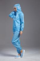 China Anti Static ESD Cleanroom Sterile Jacket Pant Hood Non-Zipper Class 1000 108gsm for sale