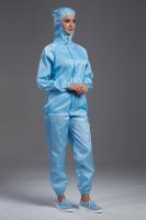 China ESD Antistatic Cleanroom Jacket with Hood Class 100 Reusable Polyester Workwear for sale