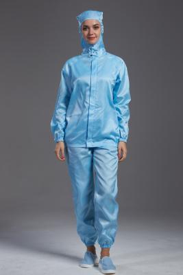 China ESD Antistatic Cleanroom Jacket with Hood Class 100 Reusable Polyester Workwear for sale