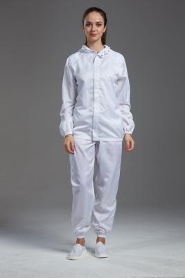 China Anti Static ESD White Autoclavable Jacket Workwear with Hood Class 100 Cleanroom 108gsm for sale