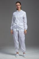 China Anti Static ESD White Autoclavable Jacket Workwear with Hood Class 100 Cleanroom 108gsm for sale