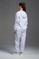 China Anti Static ESD White Autoclavable Jacket Workwear with Hood Class 100 Cleanroom 108gsm for sale