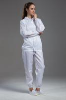 China Anti Static ESD White Autoclavable Jacket Workwear with Hood Class 100 Cleanroom 108gsm for sale