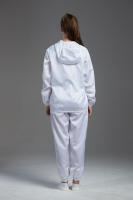 China Anti Static ESD White Autoclavable Jacket Workwear with Hood Class 100 Cleanroom 108gsm for sale