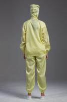 China ESD Antistatic Autoclave Sterilized Cleanroom Jacket with Hood Yellow 108gsm for Class 1000 for sale