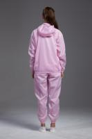 China ESD Anti Static Class 1000 Cleanroom Jacket Workwear Autoclaved Sterilization Pink Conductive Fiber for sale