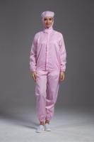 China Anti Static ESD Cleanroom Jacket and Pants Class 1000 Pink with Hood 108 GSM for sale