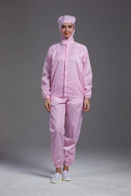 China Anti Static ESD Cleanroom Jacket and Pants Class 1000 Pink with Hood 108 GSM for sale