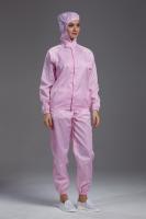 China Anti Static ESD Cleanroom Jacket and Pants Class 1000 Pink with Hood 108 GSM for sale