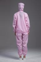 China Anti Static ESD Cleanroom Jacket and Pants Class 1000 Pink with Hood 108 GSM for sale