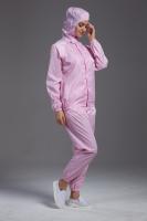 China Anti Static ESD Cleanroom Jacket and Pants Class 1000 Pink with Hood 108 GSM for sale