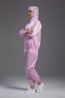 China Anti Static ESD Cleanroom Jacket and Pants Class 1000 Pink with Hood 108 GSM for sale