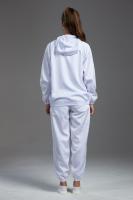 China Anti Static Cleanroom ESD Jacket and Pants Workwear White with Hood Class 100 108gsm for sale