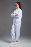 China Anti Static Cleanroom ESD Jacket and Pants Workwear White with Hood Class 100 108gsm for sale