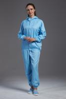 China Blue Washable Clean Room Garments 108 GSM Anti Static ESD Gown for SMT Workshop for sale