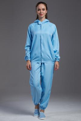 China Blue Washable Clean Room Garments 108 GSM Anti Static ESD Gown for SMT Workshop for sale