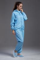 China Blue Washable Clean Room Garments 108 GSM Anti Static ESD Gown for SMT Workshop for sale