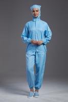 China Hooded Clean Room Garments Two Pieces 108 GSM Low Dust Penetration Rate Anti Static ESD for sale