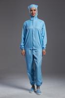 China Hooded Clean Room Garments Two Pieces 108 GSM Low Dust Penetration Rate Anti Static ESD for sale