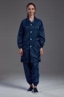 China Dark Blue Clean Room Smock - ESD Antistatic Uniform with 0.36kg Weight & 10E6-10E9 Surface Resistance for sale