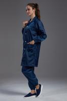 China Dark Blue Clean Room Smock - ESD Antistatic Uniform with 0.36kg Weight & 10E6-10E9 Surface Resistance for sale