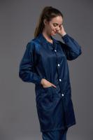 China Dark Blue Clean Room Smock - ESD Antistatic Uniform with 0.36kg Weight & 10E6-10E9 Surface Resistance for sale