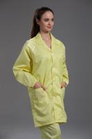 China Class 100 Clean Room Lapel Gown Anti Static ESD Reusable 108 GSM for sale