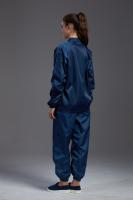 China Autoclave Reusable Clean Room Garments Lapel Jacket Dark Blue Pants 108gsm for sale
