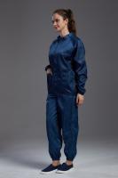 China Autoclave Reusable Clean Room Garments Lapel Jacket Dark Blue Pants 108gsm for sale