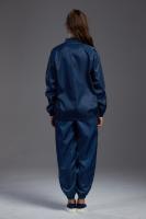 China Autoclave Reusable Clean Room Garments Lapel Jacket Dark Blue Pants 108gsm for sale
