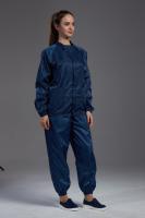 China Autoclave Reusable Clean Room Garments Lapel Jacket Dark Blue Pants 108gsm for sale