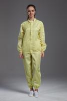 China Unisex Clean Room Anti Static Gown Straight Open Buttons 108 GSM ESD Garment for sale