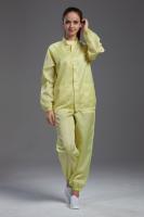 China Unisex Clean Room Anti Static Gown Straight Open Buttons 108 GSM ESD Garment for sale