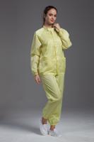 China Unisex Clean Room Anti Static Gown Straight Open Buttons 108 GSM ESD Garment for sale