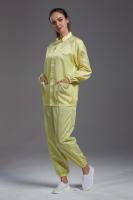 China Unisex Clean Room Anti Static Gown Straight Open Buttons 108 GSM ESD Garment for sale