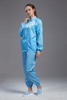 China Reusable Anti Static ESD Cleanroom Coveralls 98% Polyester 2% Conductive Fabric Blue for sale