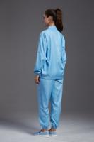 China Lapel Collar Unisex Clean Room Uniform Blue ESD Suit 108gsm for Printing Industry for sale