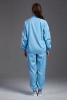 China Lapel Collar Unisex Clean Room Uniform Blue ESD Suit 108gsm for Printing Industry for sale
