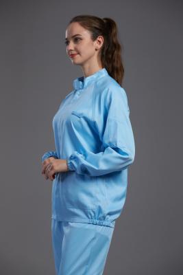 China Reusable Clean Room Garments 98% Polyester 2% Conductive Fiber ESD Gown SMT Workshop for sale
