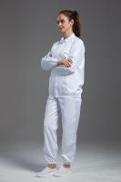 China White Clean Room Garments Wear Resistant 108 GSM with Left Arm Pen Pocket for sale