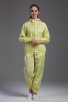 China Hooded Clean Room Outfit Anti Static ESD Gown 108gsm 100 Times Washable for sale