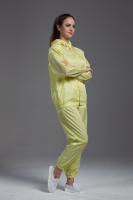 China Hooded Clean Room Outfit Anti Static ESD Gown 108gsm 100 Times Washable for sale