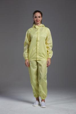 China Hooded Clean Room Outfit Anti Static ESD Gown 108gsm 100 Times Washable for sale