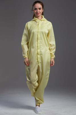 China Anti-Static ESD Garment Yellow Hooded Coverall for SMT Workshop - 0.36kg Unit Weight, 92-95% Particle Barrier Efficiency for sale