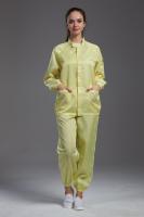 China Lapel Collar Anti Static Uniform Easy Clean 98% Polyester 2% Conduct Fiber for Food Industrial Workshop for sale
