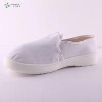 China ESD Anti Static PU Cleanroom Shoes Canvas Upper White Blue for Electronics Industry Size 35-50 for sale