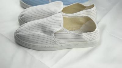 China Antistatic ESD Cleanroom PVC Dustproof Shoes 35-46 Size White Blue Stripe for sale