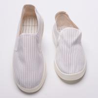 China Antistatic ESD Cleanroom PVC Dustproof Shoes 35-46 Size White Blue Stripe for sale